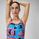 Women's Club Training Allover Digital Powerback Swimsuit Red/Blue | Speedo