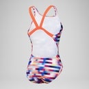 Women's Club Training Allover Digital Leaderback Swimsuit Red/Blue | Speedo