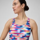 Women's Club Training Allover Digital Leaderback Swimsuit Red/Blue | Speedo