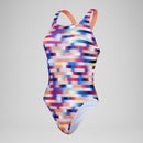 Women's Club Training Allover Digital Leaderback Swimsuit Red/Blue | Speedo