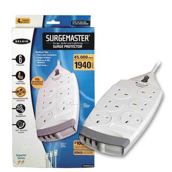 Belkin 6 Outlet SurgeMaster Superior Series with Telephone Protection ...