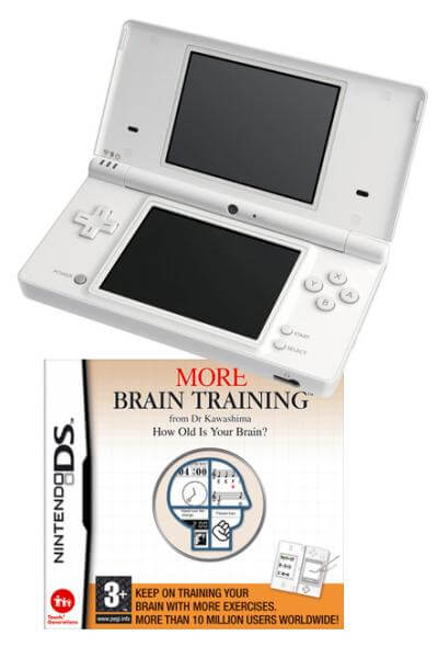 DSi White and More Brain Training Bundle Games Consoles - Zavvi UK