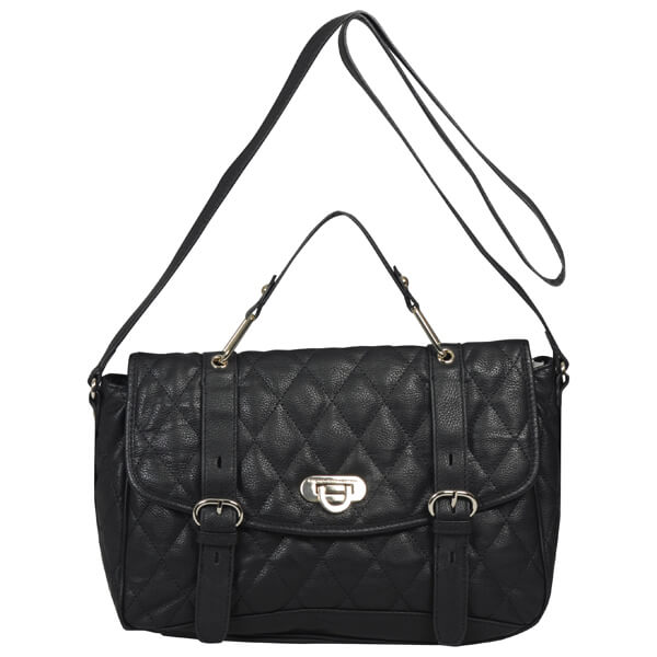 French Connection Women's Winter Quilt Large Leather Shoulder Bag ...