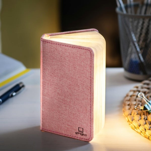 Gingko Linen Fabric Mini Smart Book Light - Blush Pink - IWOOT UK