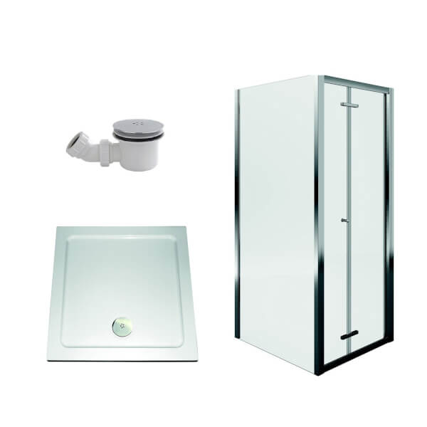 Aqualux Bi Fold Door Shower Enclosure And Tray Package 800 X 800mm