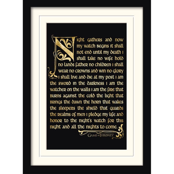 Game of Thrones Season 3 Nightwatch Oath Framed and Mounted Print ...