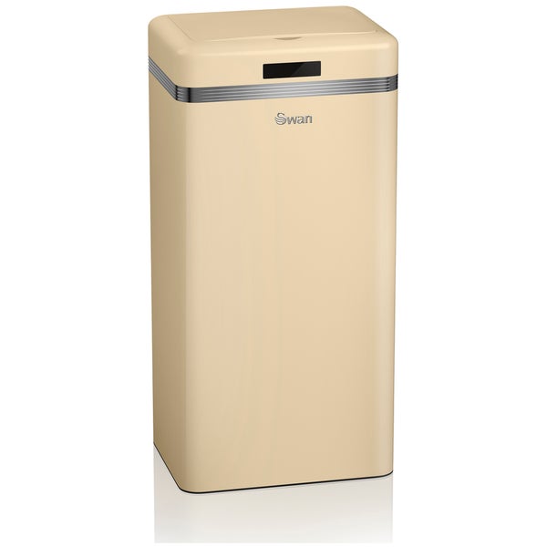 Swan Retro Square Sensor Bin - Cream (45L) - IWOOT UK