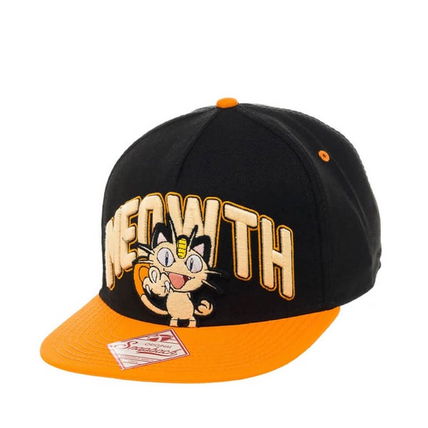 Pokémon Meowth Snapback Cap - Black/Orange Merchandise - Zavvi UK