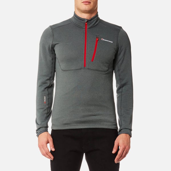 Montane Men's Power Up Pull On Fleece Jumper - Stratus Grey/Alpine Red ...