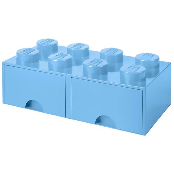 LEGO Storage 8 Knob Brick - 2 Drawers (Light Royal Blue) Toys - Zavvi UK