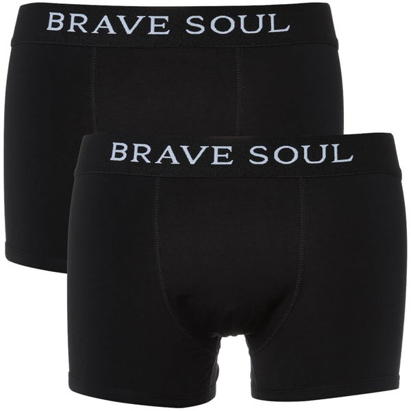 Brave Soul Men's Joshua 2-Pack Boxers - Black Mens Underwear - Zavvi UK