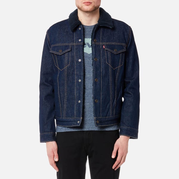 Levi's mens sherpa trucker jacket indigo sheep store