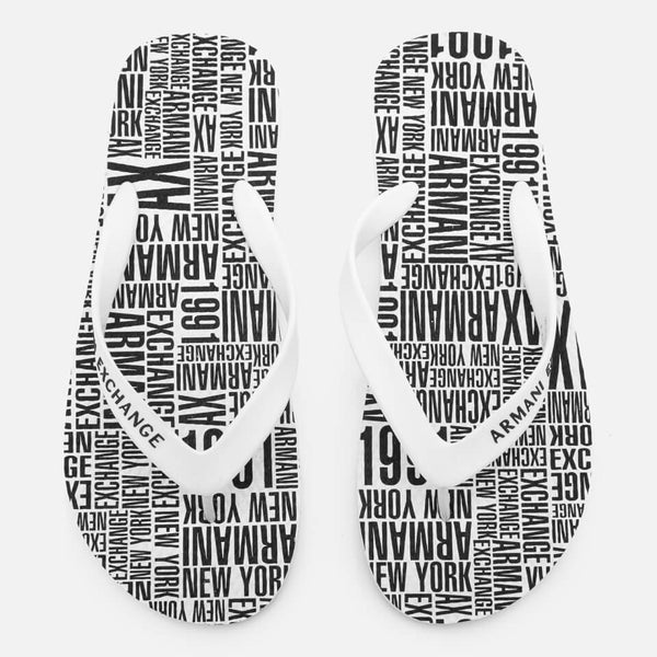 Armani Exchange Men's AX Flip Flops - Typography White | TheHut.com