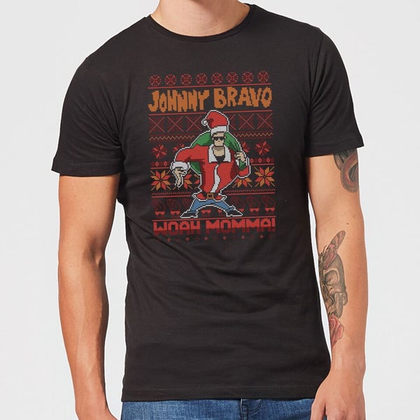 Johnny Bravo Johnny Bravo Pattern Men's Christmas T-Shirt - Black ...