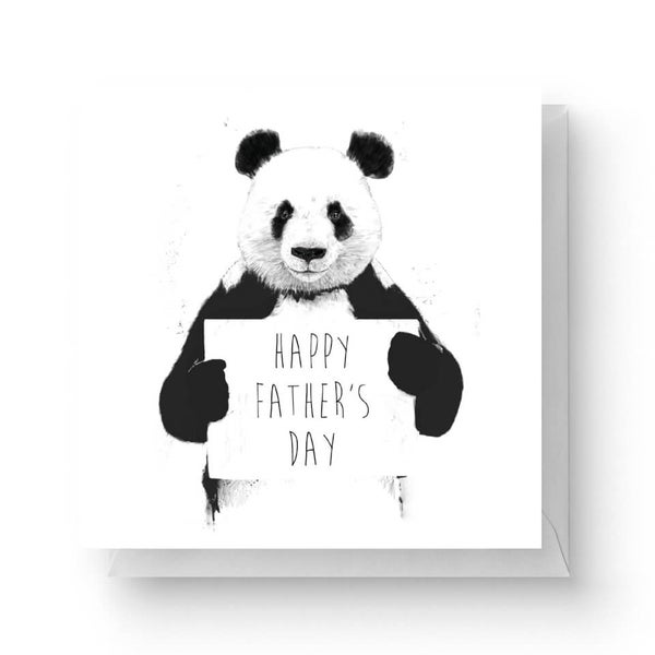 Panda Happy Father's Day Square Greetings Card (14.8cm x 14.8cm) - IWOOT UK