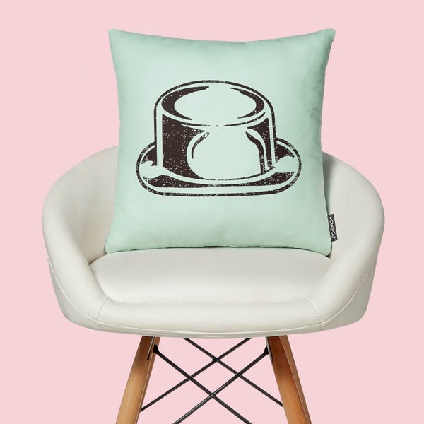 Monopoly Hat Letterpress Square Cushion Homeware - Zavvi UK