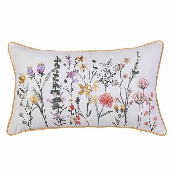 Embroidered Floral Cushion - 30x50cm | Homebase