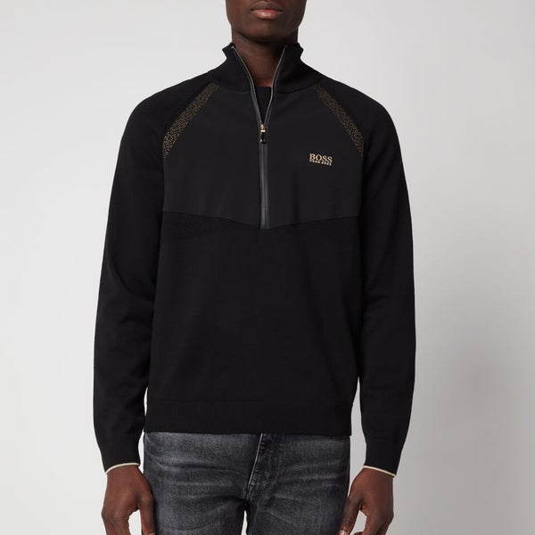 BOSS Green Men's Zaxel Half Zip Jumper - Black | TheHut.com