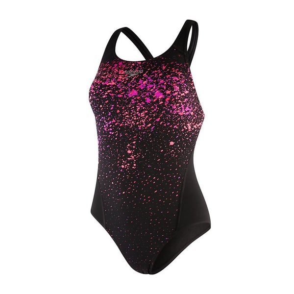 Women's Speckleflow Placement Racerback Swimsuit Black/Red | Speedo