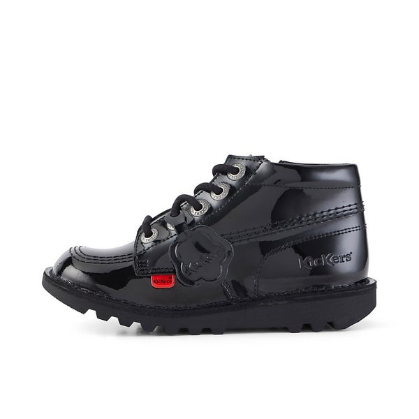 Junior Unisex Kick Hi Zip Patent Leather Black | Kickers