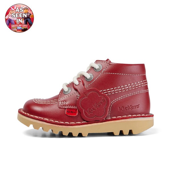 Infant Unisex Kick Hi Zip Leather Red | Kickers