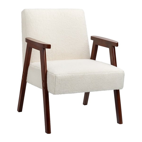 Offer Homebase Alex Mid Century Boucle Armchair - Cream