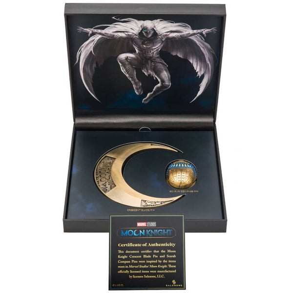 Moon Knight 3D Casted Scarab Compass and Crescent Blade Pin Replicas ...