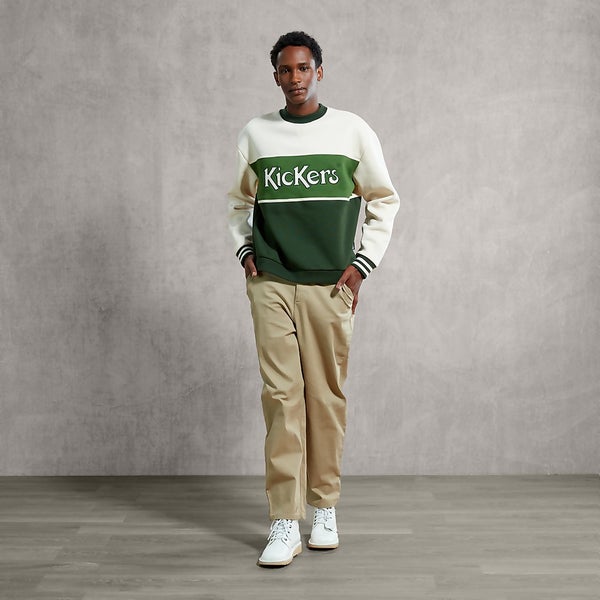 Women's Panelled Sweatshirt With Cream And Green | Kickers