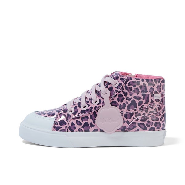 Junior Girls Tovni Hi Leopard Patent Leather Pink | Kickers