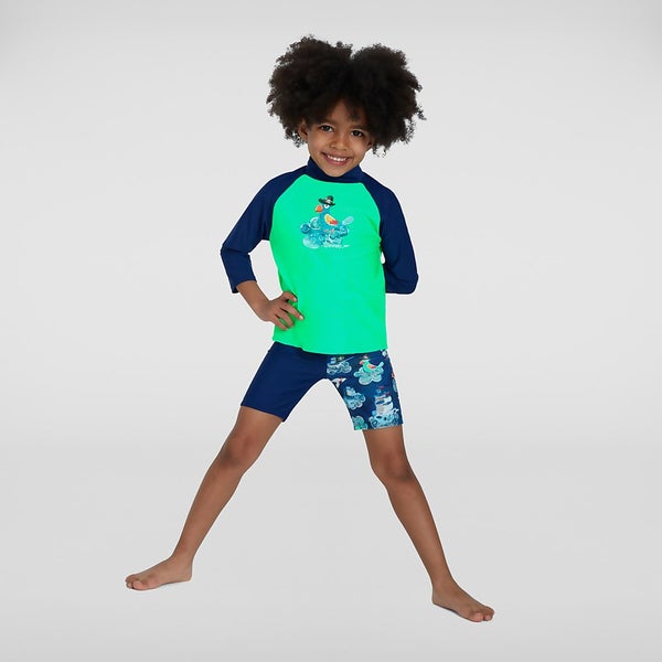 Infant Boys' Long Sleeved Printed Rash Top Green/Blue | Speedo