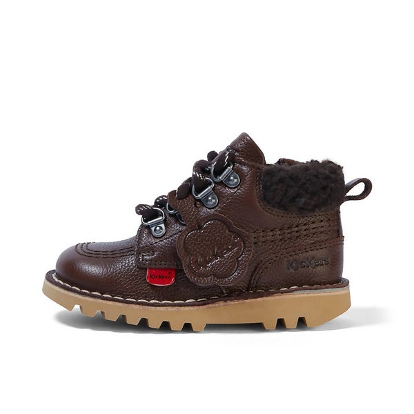 Infant Boys Kick Hi Winter Leather Dark Brown | Kickers