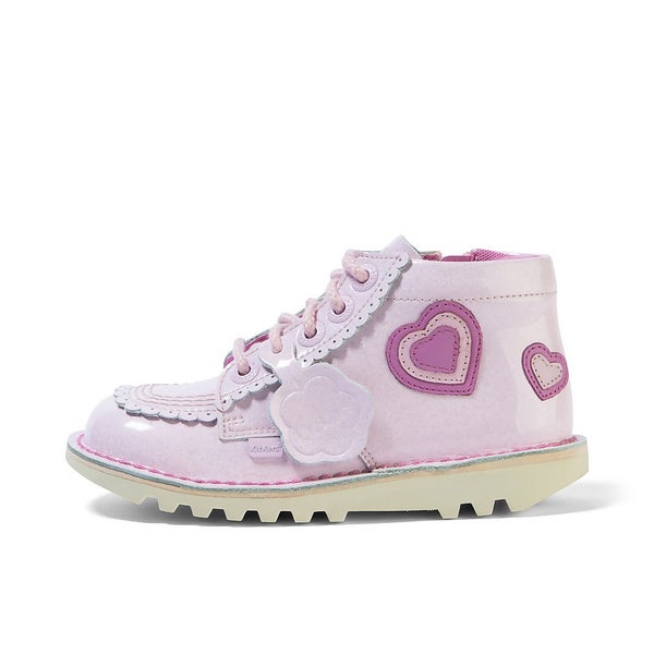 Junior Girls Kick Hi Love Patl Pnk Leather Pink | Kickers