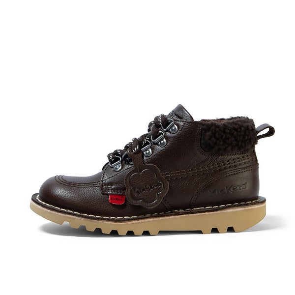 Junior Boys Kick Hi Winter Leather Dark Brown | Kickers