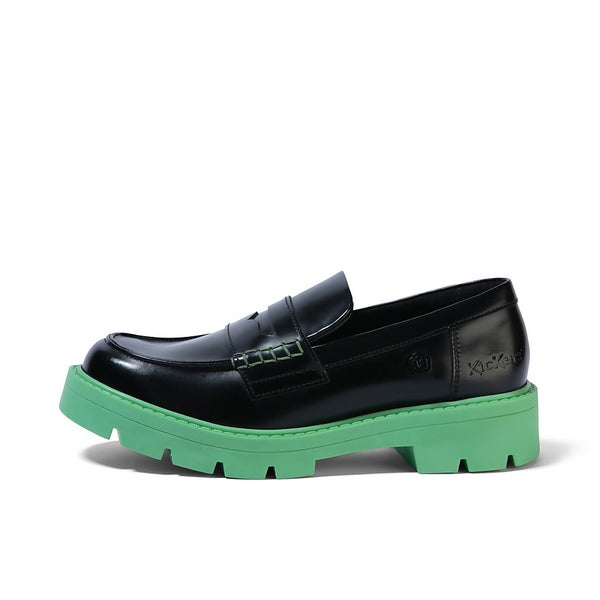Adult Adult Women's Kori Loafer Leather Black/Green | Kickers