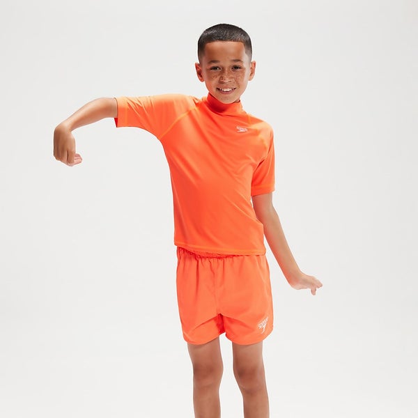 Boys' Printed Short Sleeve Rash Top Orange | Speedo
