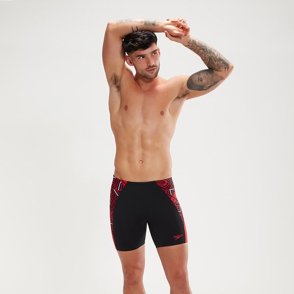 Men's Endurance+ Splice Mid Jammer Black/Red | Speedo