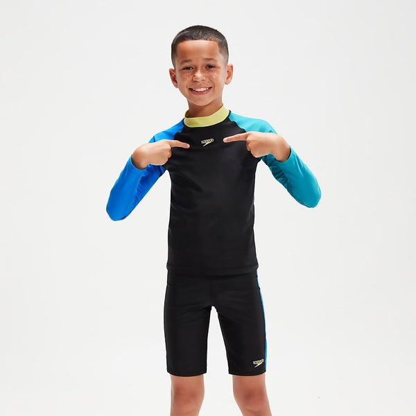Boys' Rash Top & Jammer Set Black/Blue | Speedo