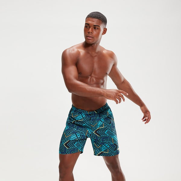 Men's Sport Allover 18" Swim Shorts Navy/Aqua | Speedo