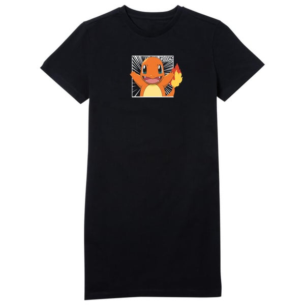 Pokémon Pokédex Charmander #0004 Women's T-Shirt Dress - Black Clothing ...