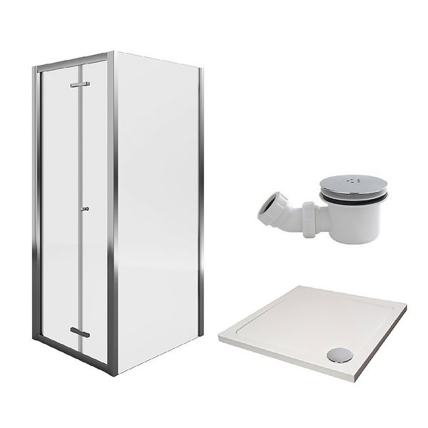 Aqualux Bi Fold Door Shower Enclosure And Tray Package 900 X 900mm