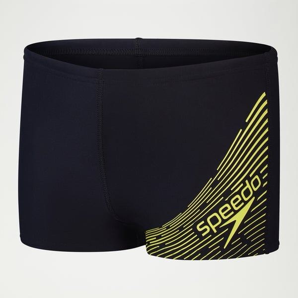 Boys Medley Logo Aquashort Black/Yellow | Speedo
