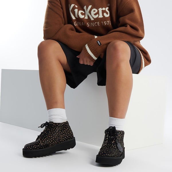 Adult Unisex Kick Hi Stack Spot Leather Black | Kickers