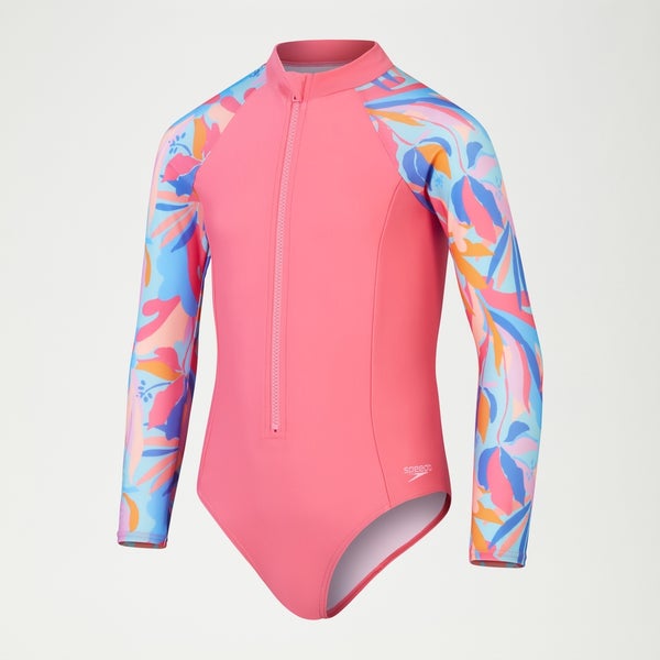 Girls Long SleeveSwimsuit Pink/Blue | Speedo