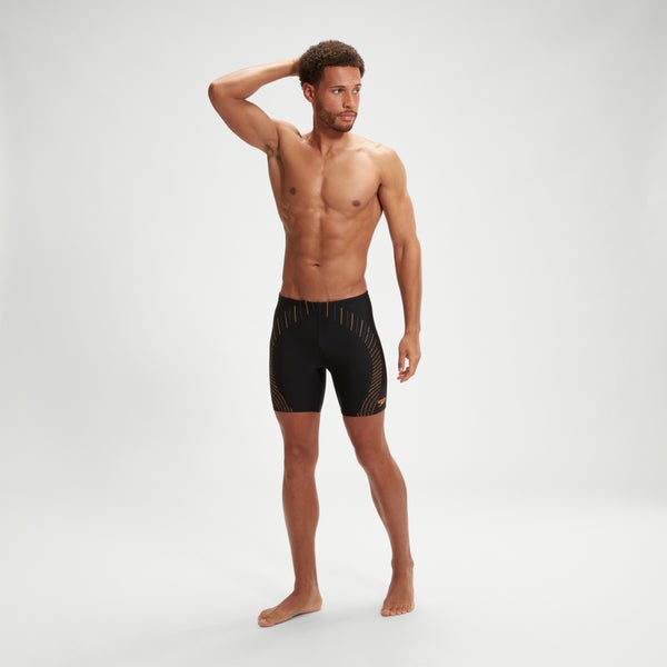 Men's Duo Logo Print Mid Jammer Black/Orange | Speedo