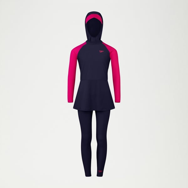 Girls Modesty 3 Piece Swimsuit Navy/Pink | Speedo