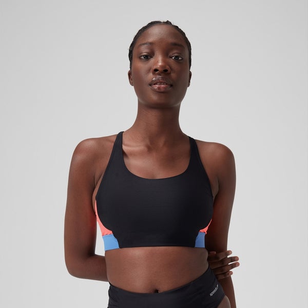 Women's Colourblock Crop Top Black | Speedo USA