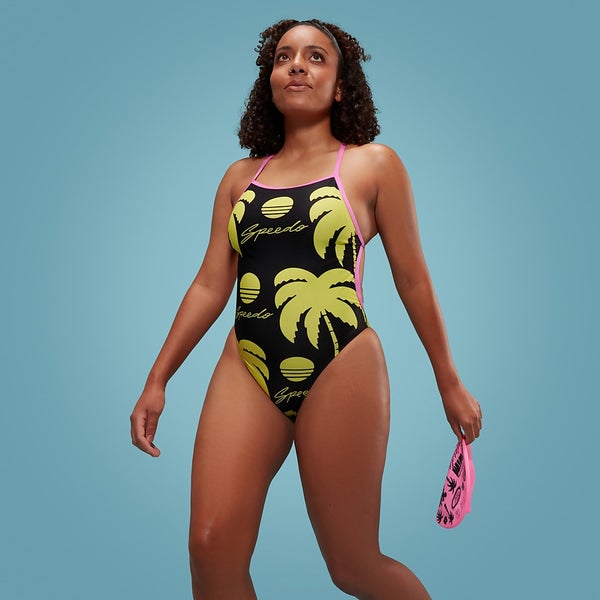 Speedo x Jasmin Sehra Palm Tree Print V Back Swimsuit | Speedo