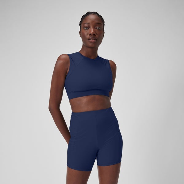 Women's Solid Bikini Top with Mesh Blue | Speedo