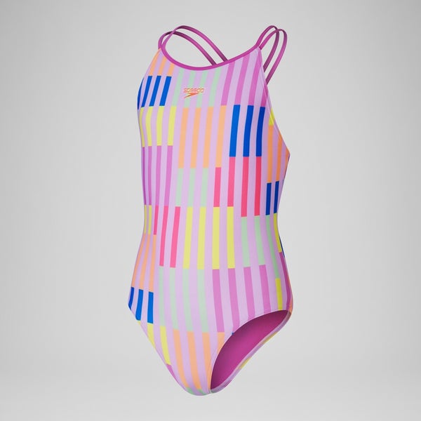 Girls' Printed Twinstrap Swimsuit Pink | Speedo