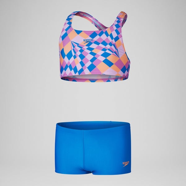 Girls' Allover Bikini Pink/Blue | Speedo